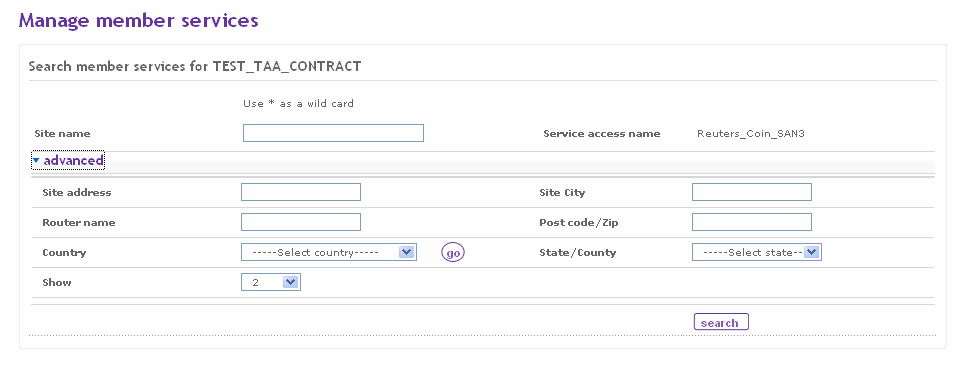 The Manage Member Services screen details: