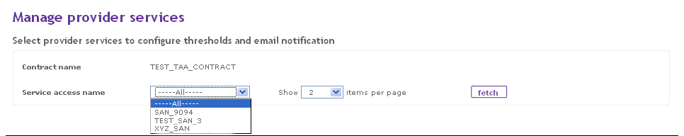 This Manage Provider Services screen details: