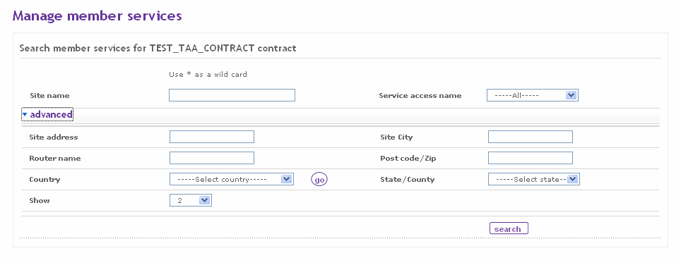 The Manage Member Services screen details: