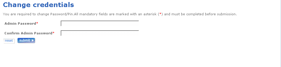 Change credentials screen